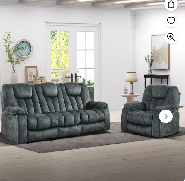 Bonzy Home 2 Piece Reclining Living Room Set, Soft Fabric Manual Recli