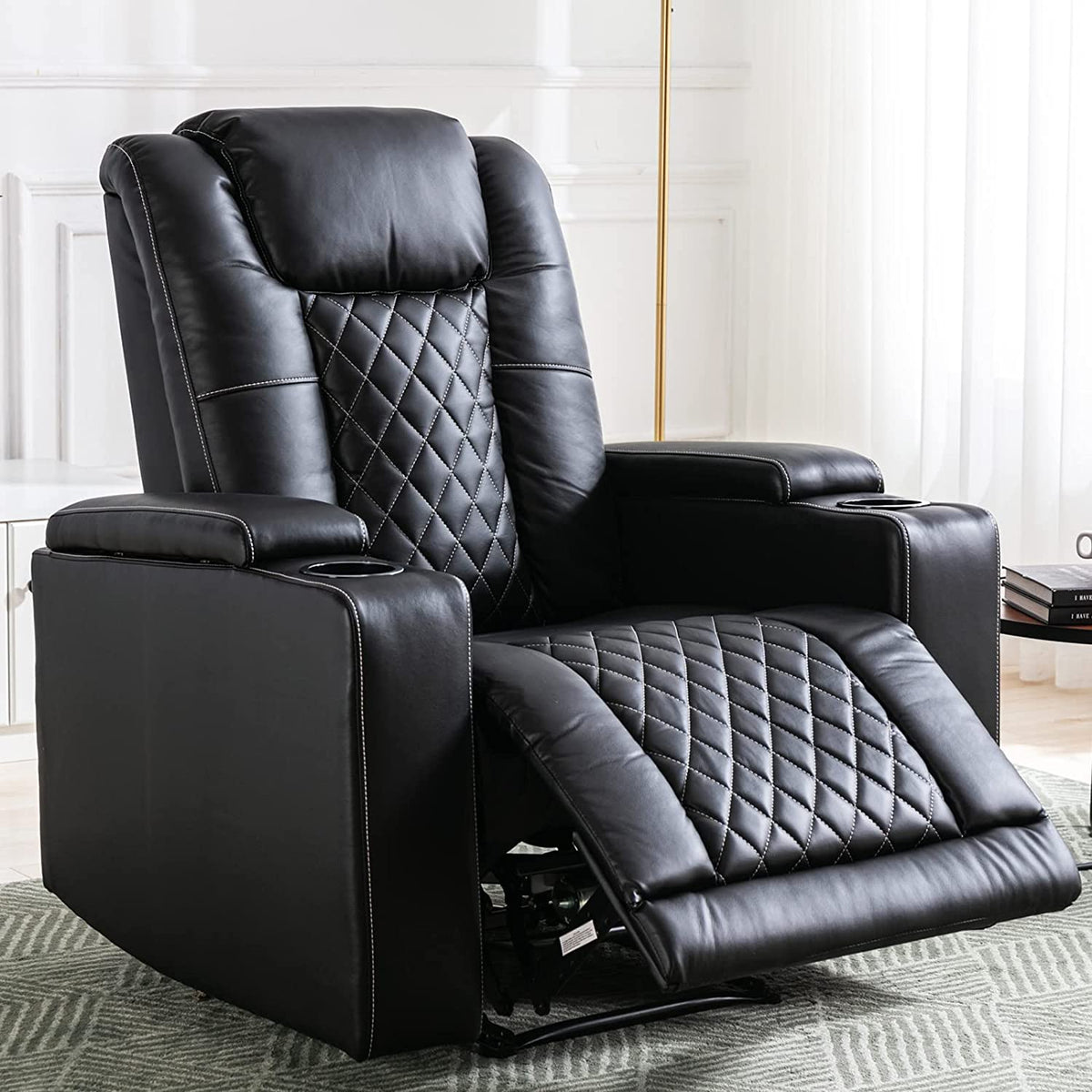Power Recliner Chair Electric PU Leather Reclining Black